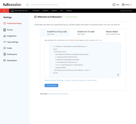 How to install FullSession script on your Website