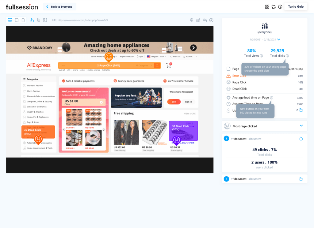 11 Best Ways To Use UX Analytics Tool For Your Website : FullSession